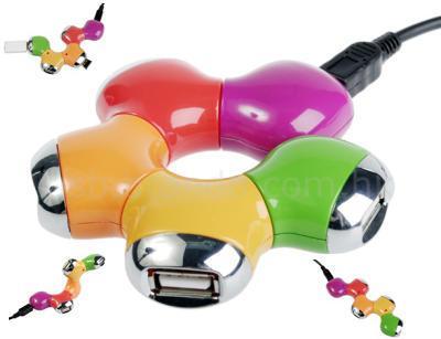 Cool Twisting Snake Flower Shape Multi Colour 4 Four Ports Usb Hub