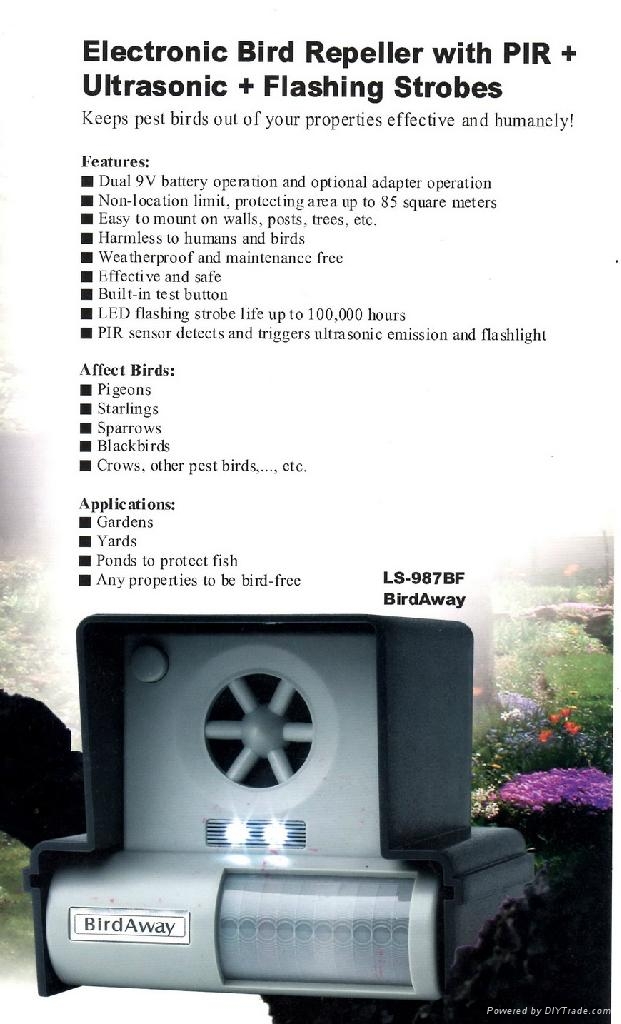 Bird Away Electronic Bird Repeller with PIR + Ultrasonic + Flashing ...