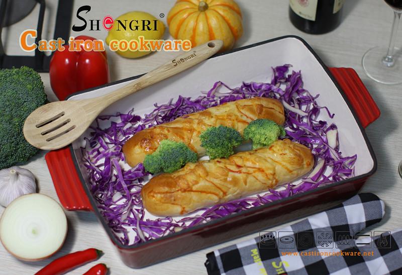 Enamel Cast Iron Square Fish Baking Pan With Ear Handles - SR084 series ...