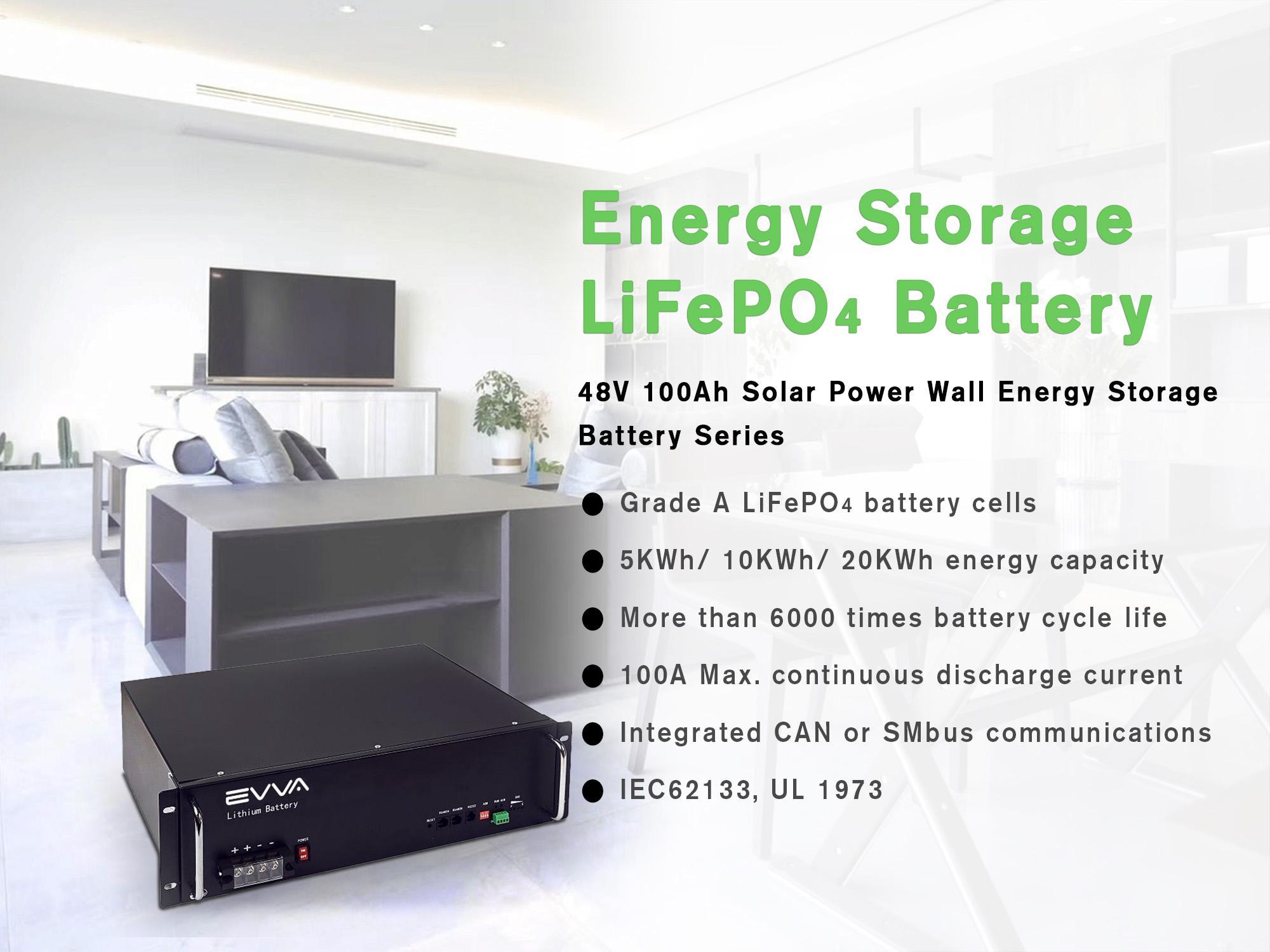 48V 300Ah ESS lithium iron phosphate batteries Solar Power Wall - EVVA ...