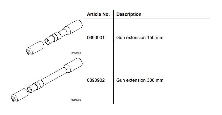 Gun extensions 300mm for Wagner PEM-C4-HiCoat powder gun 0390902 ...