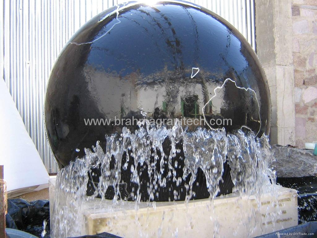 Black Galaxy Granite floating Sphere fountain - Red ,black,yell - Red ...