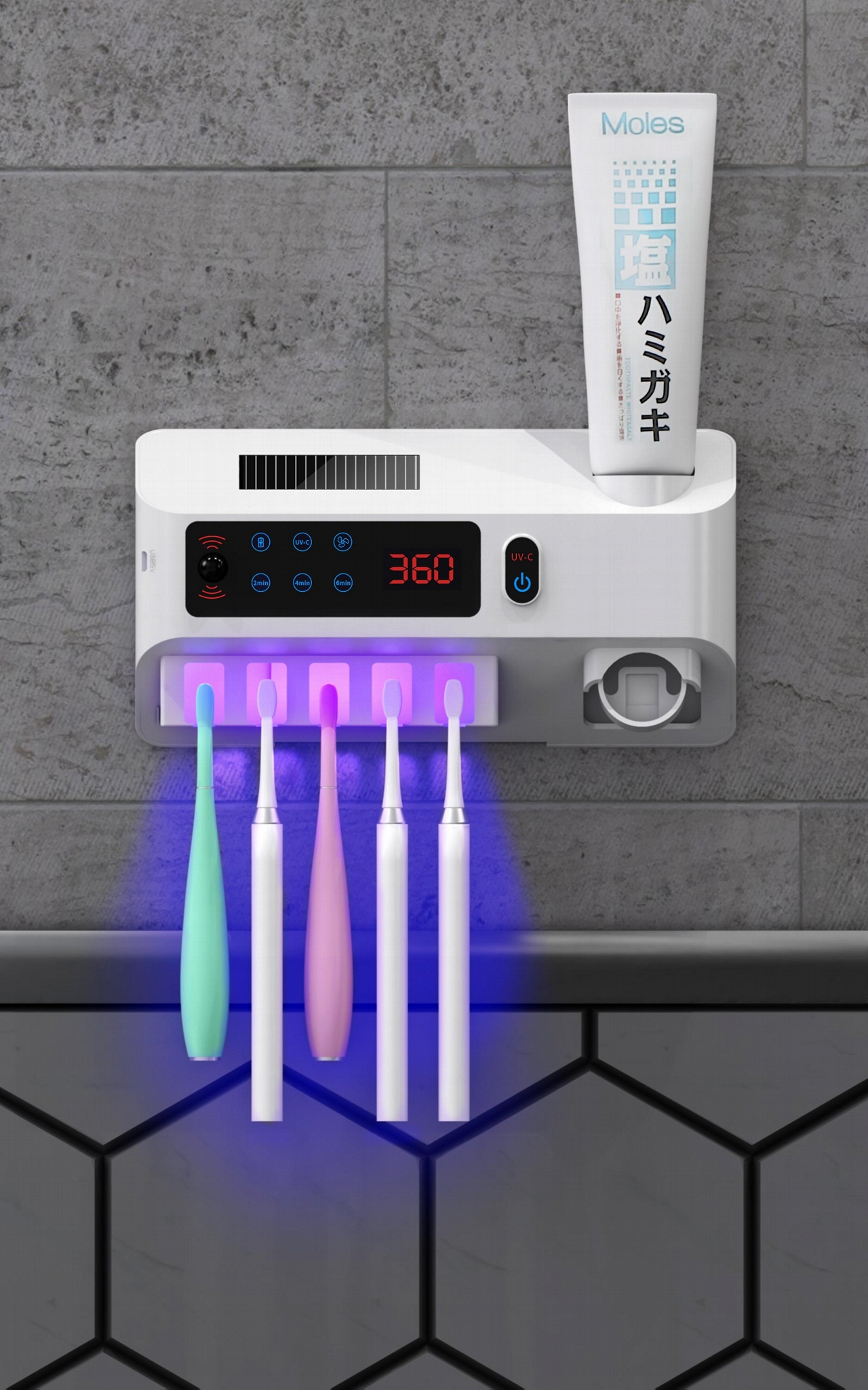 Intelligent ultraviolet toothbrush sterilizer solar wall - mounted - PF ...