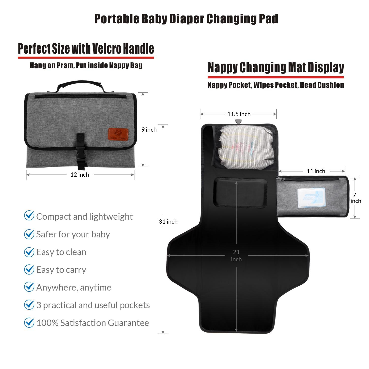 Portable Baby Changing Pad, Diaper Bag Changing Mat for Anywhere Use ...