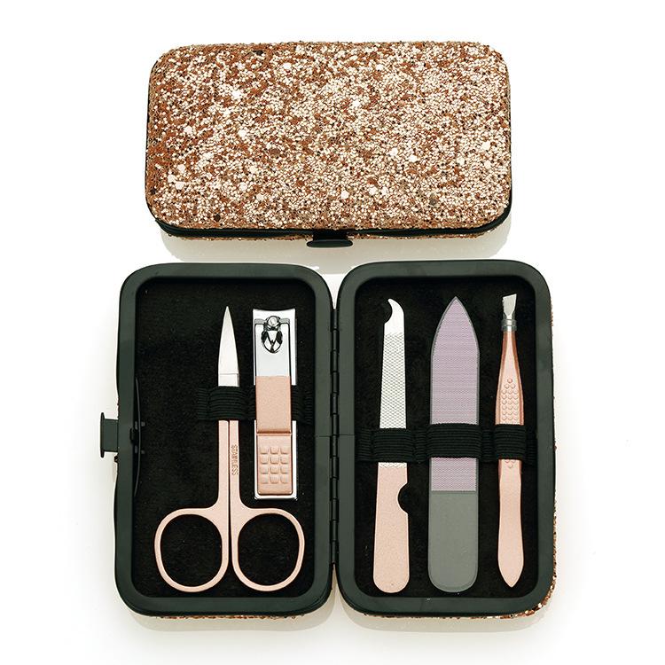 Manicure Set Rose Gold Nail Clipper Kit 5 In 1 Nail Trimming Set ...