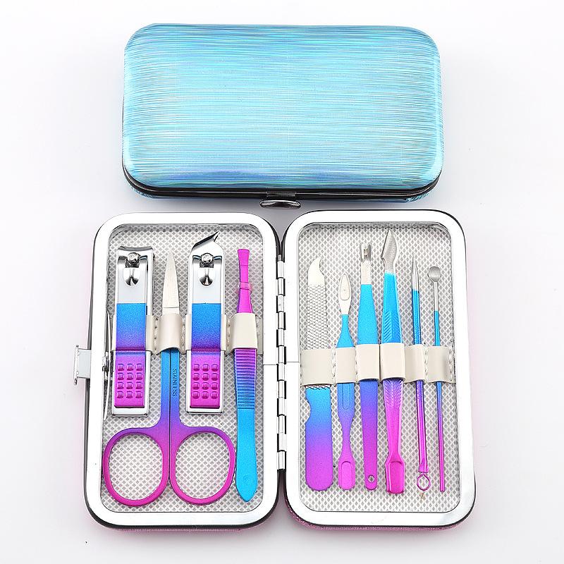 10 in 1 Manicure set Gradient Blue Puple Nail Trimming Tool Set - SM30 ...
