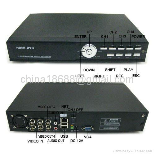 4 Channel Remote Control DVR Systems with 4 Waterproof 1/4 CCD Cameras ...