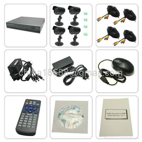 4 Channel H.264 DVR System with 4 Waterproof IR 1/3 420TVL Sony CCD ...
