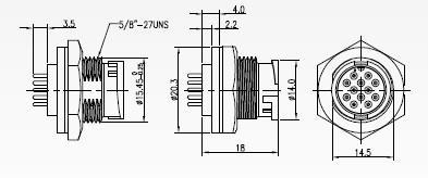 Waterproof Circular Middle Size Panel Side Connector PCB Type ,IP67 ...