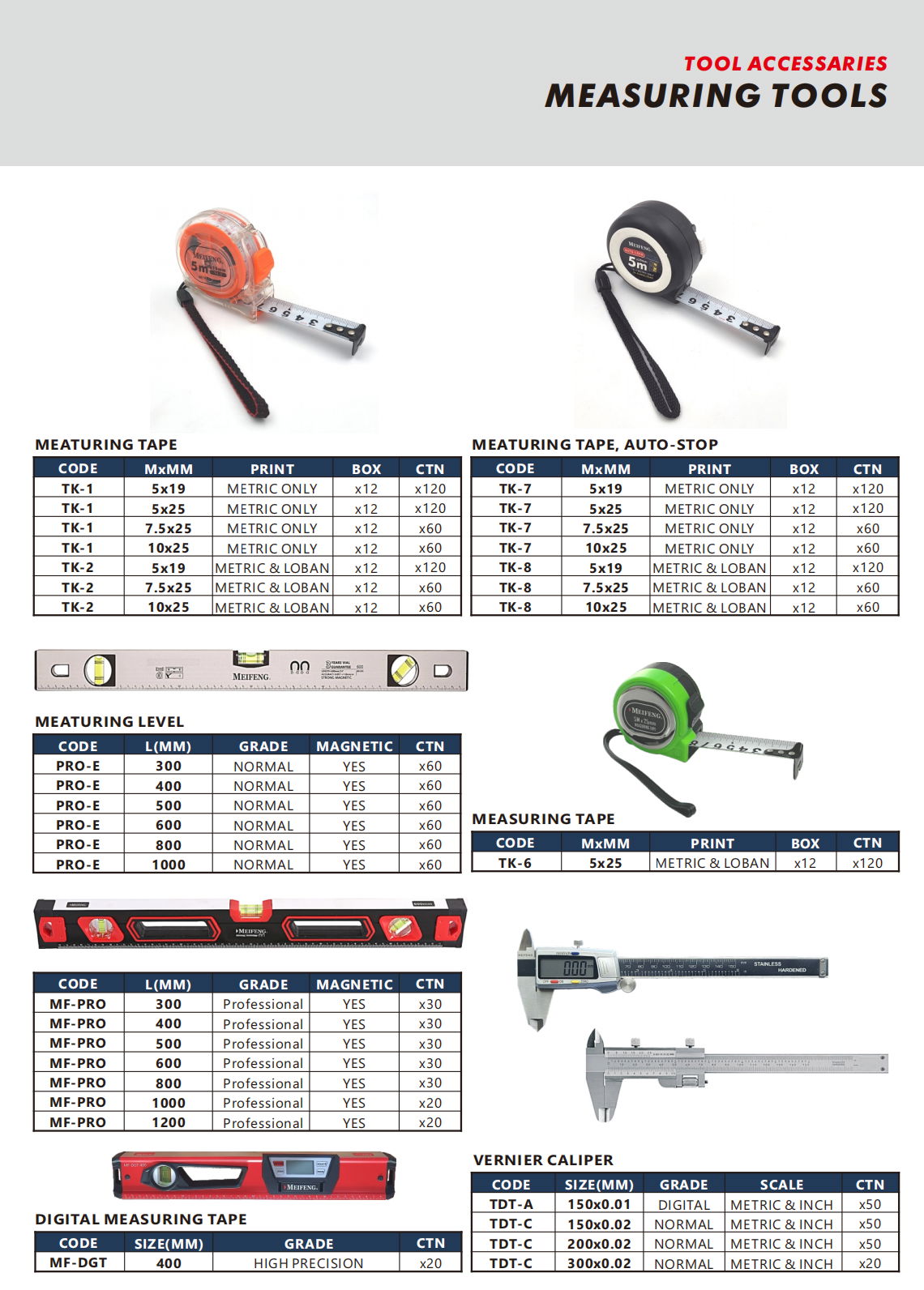 Measuring Tape, Level & Caliper - TK-2 5x19 - MEIFENG (China ...