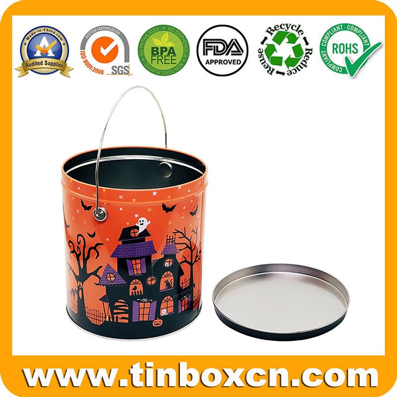 Customized 1 gallon metal tin popcorn bucket with handle lid - BRTP-07 ...
