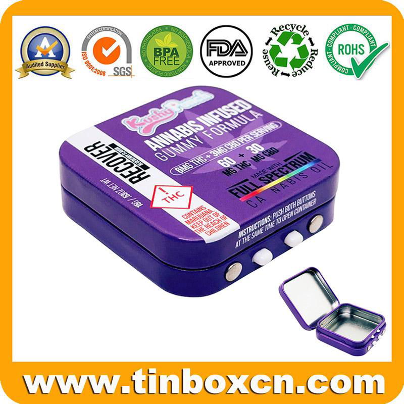 Custom Square Small Mini Child Resistant Safety Lock Candy Mint Gummy ...