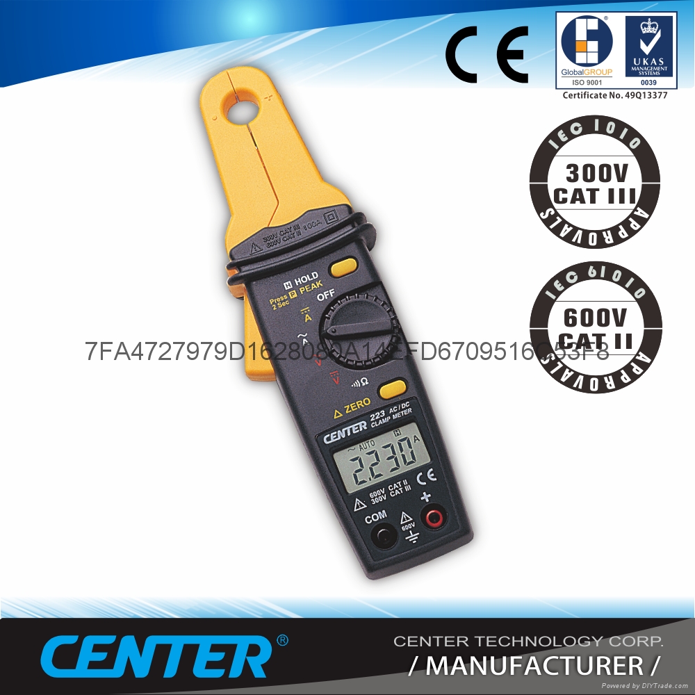 CENTER 223-1mA Clamp Meter (AC/DC) - Taiwan, China - Manufacturer