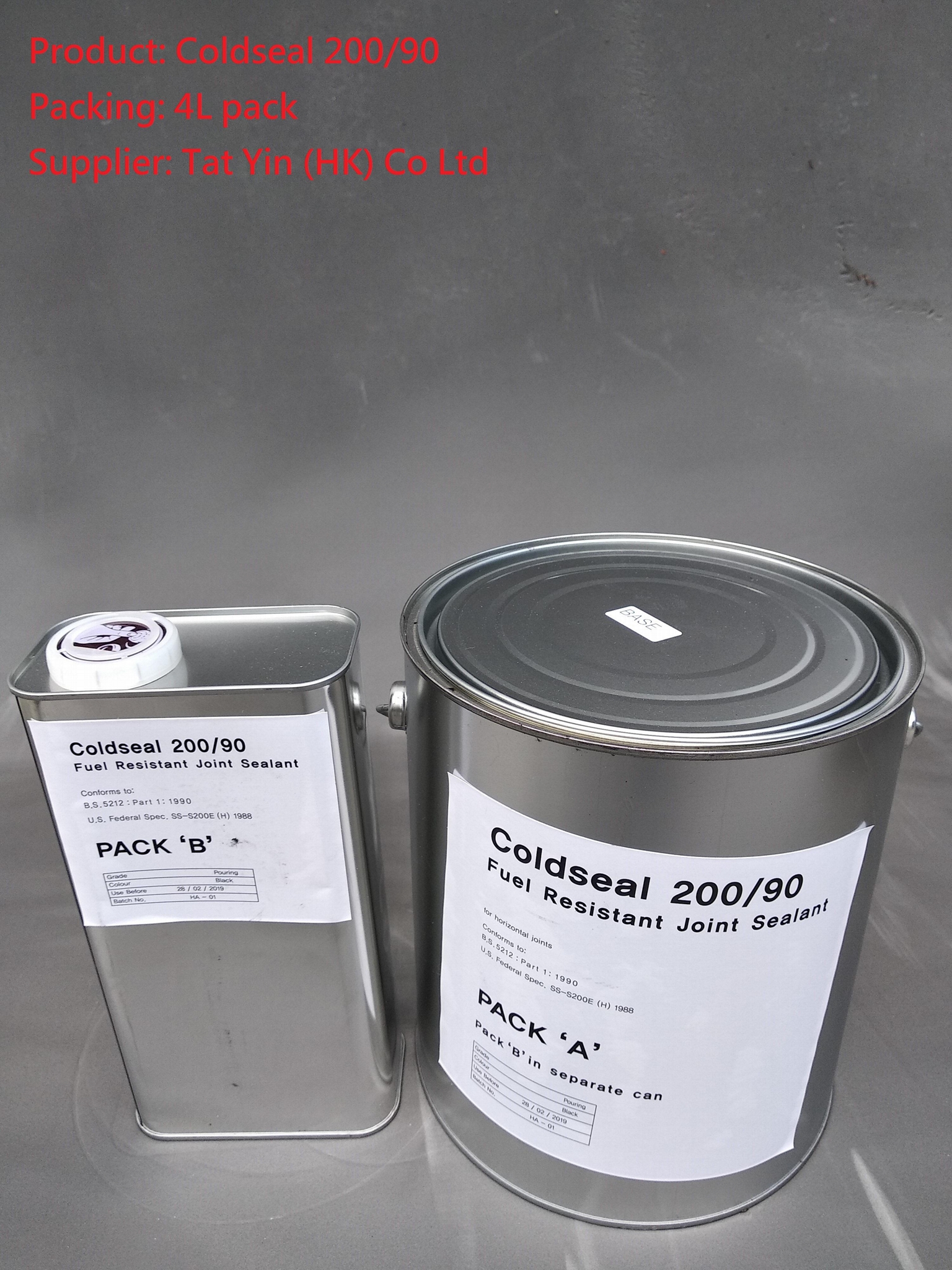 Two Parts Polyurethane Sealant - Coldseal 200/90 (Hong Kong Trading ...