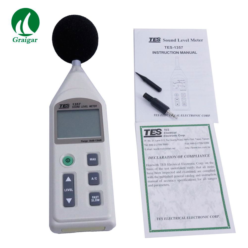 TES-1357 Precision Sound Level Meter Frequency Range 31.5 Hz to 8KHz