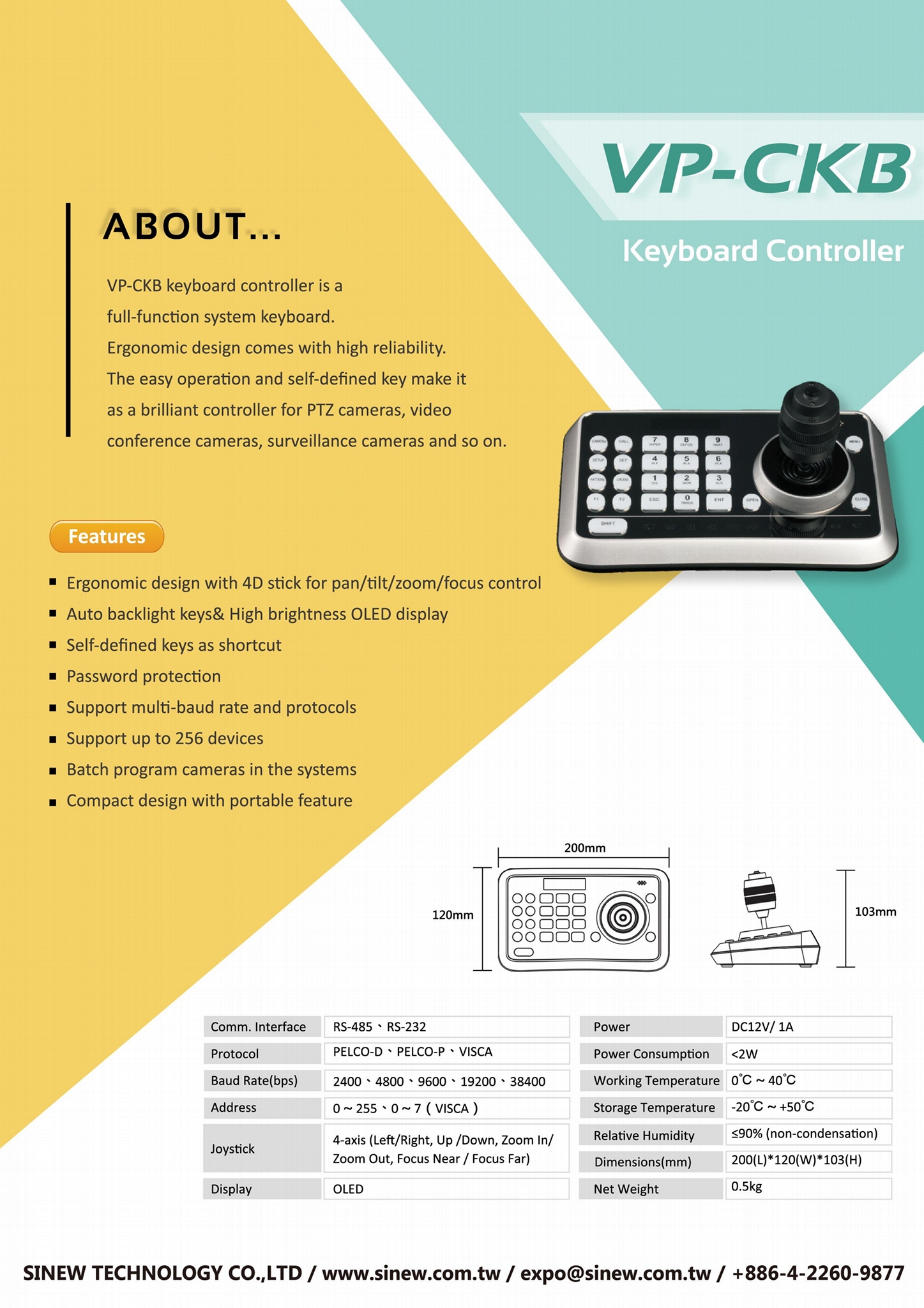 PTZ Camera Controller - VP-CKB - SINEW (Taiwan Manufacturer) - Other ...