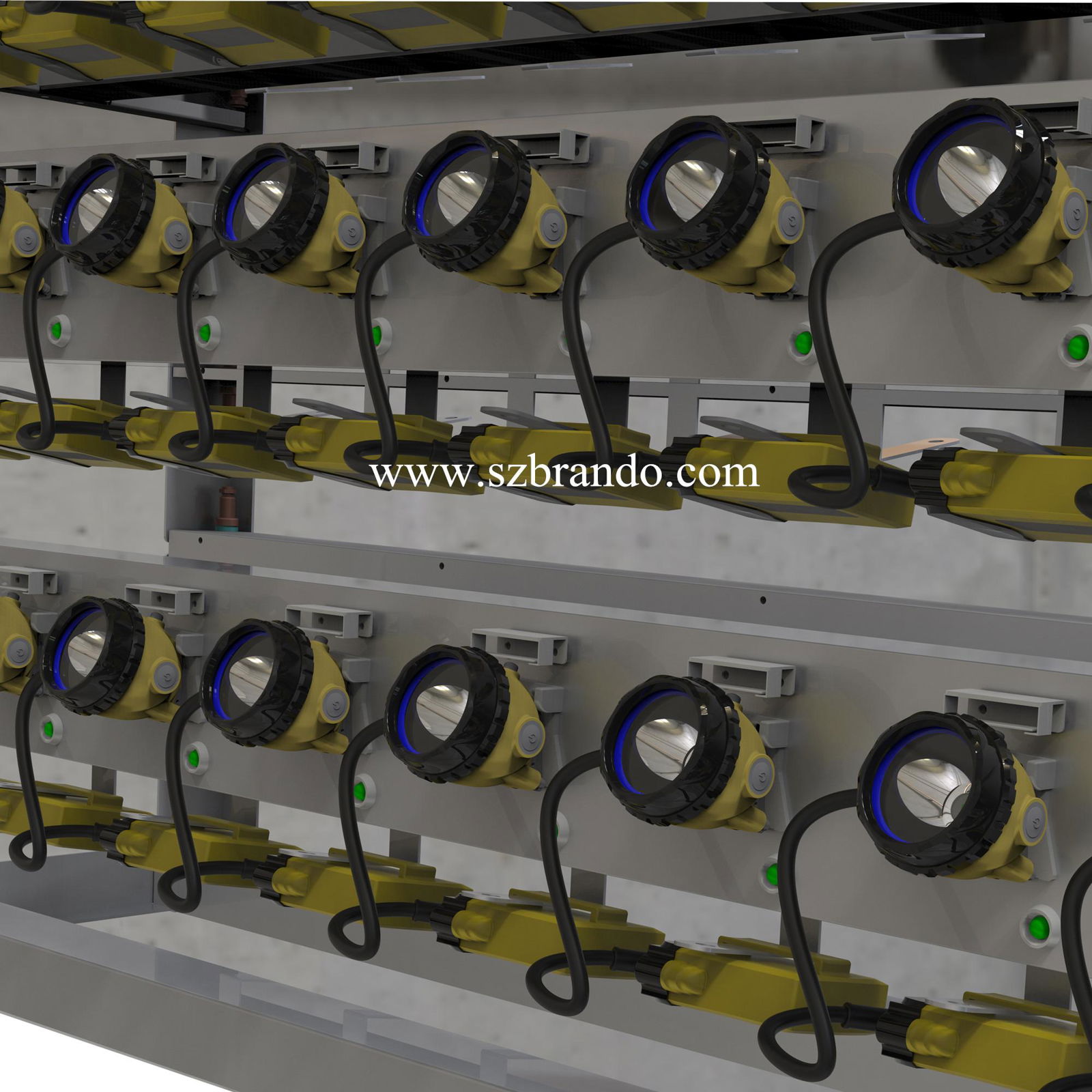 BRANDO New Design 96units LED Cap Lamp Charger Racks with detachable ...