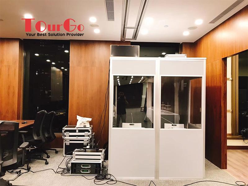 2-Person Simultaneous Interpretation Booths in Orange - TG-2SBOOTHS-O ...