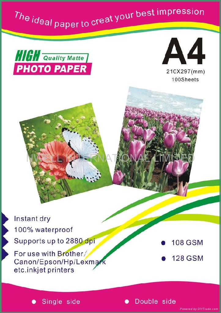 110g/128g Inkjet Matte Paper - A4, A3, A2 etc. - OEM or Nwell (China Manufacturer) - Office ...