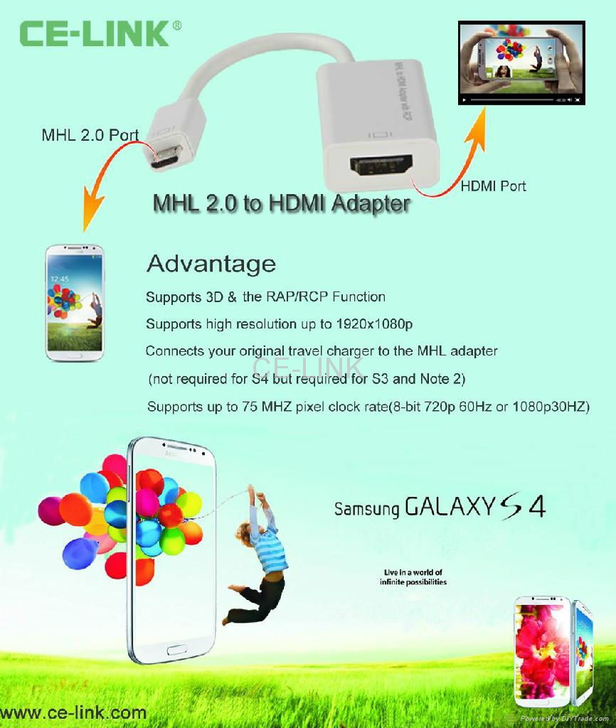 MHL HDMI® Adapter, RCP Compatible with Samsung Galaxy S4 - CE-LINK ...