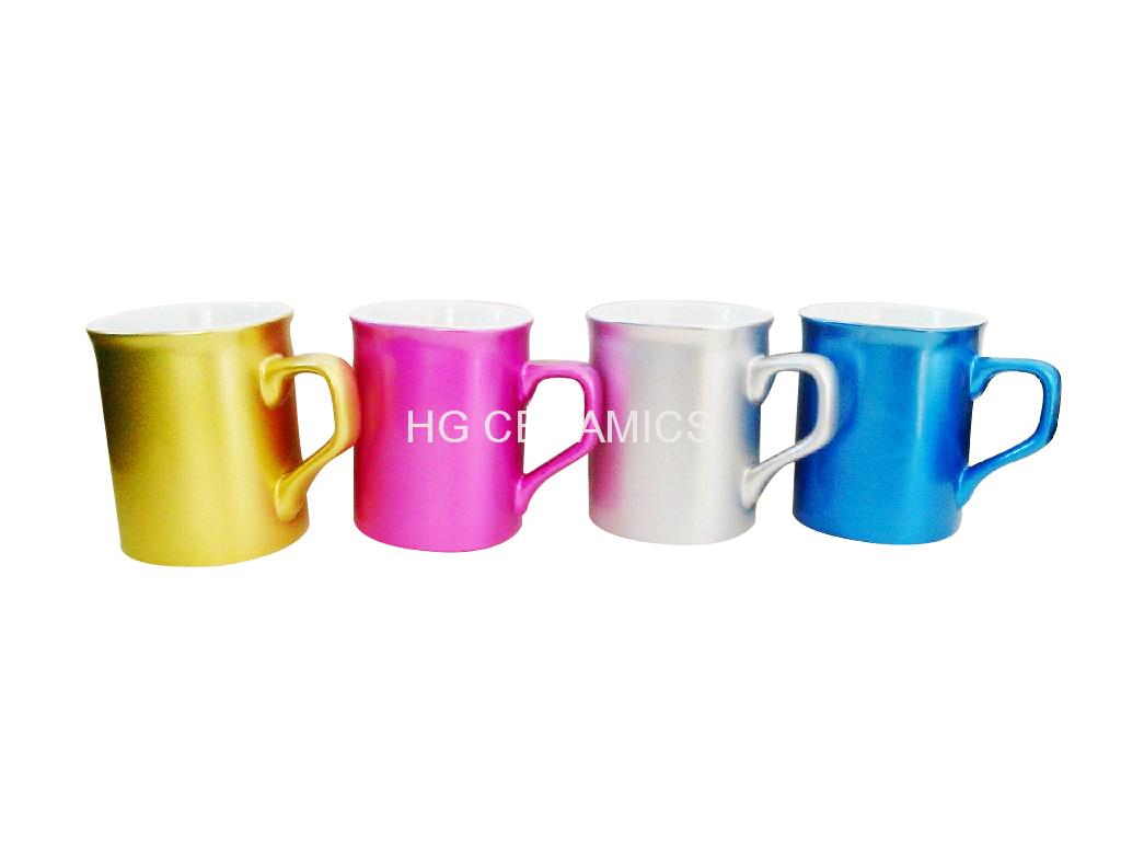 metalic color mugs,pearl finished heart handle mug - HG CERAMICS (China ...