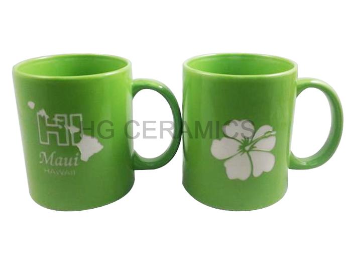 11oz green color mug with laser logo - HG CERAMICS (China Manufacturer ...