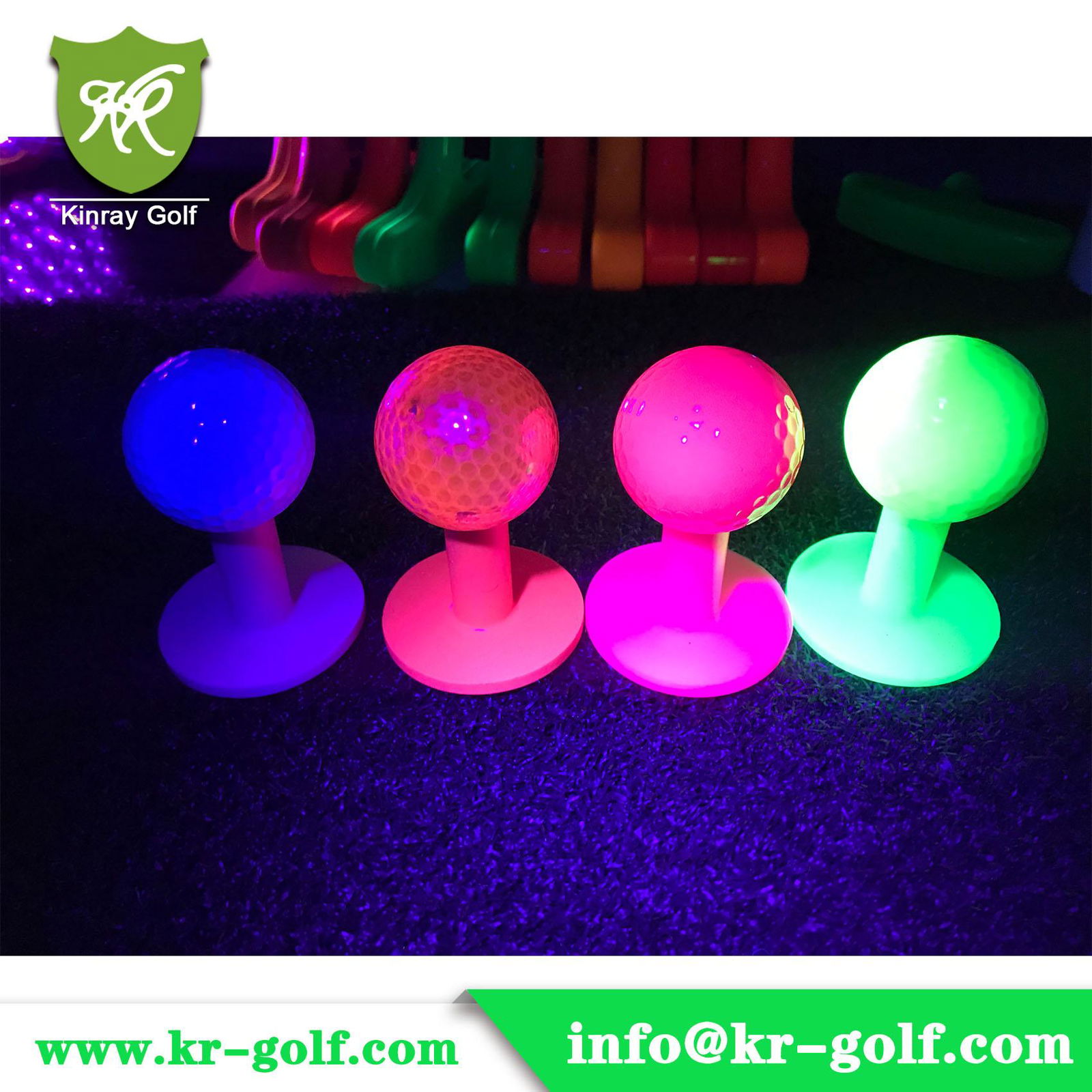 UV-Glow Golf Balls on Neon Golf Rubber Tee - KR-003 - Kinray Golf ...