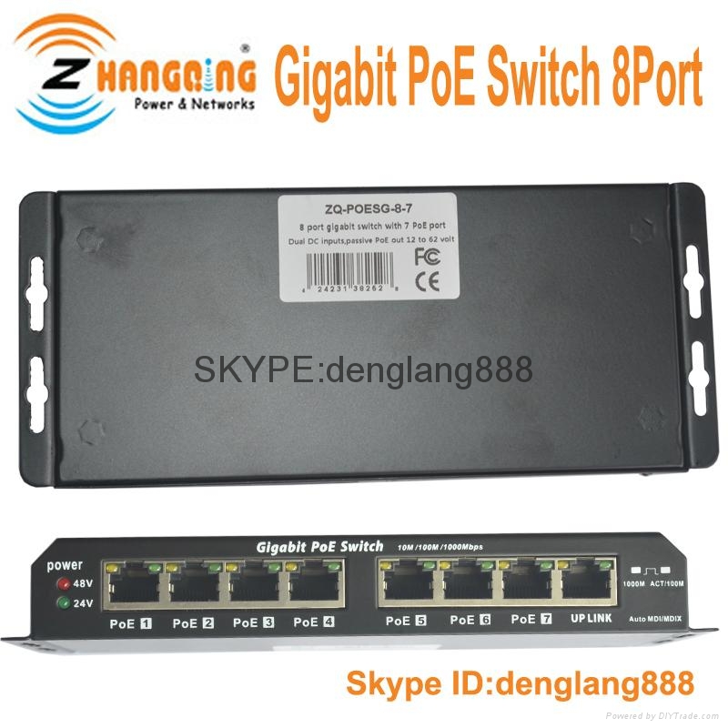 24v 48v 56v 8Port Gigabit PoE Switch - ZQ-POEGS-8-7 - ZC/ZQ (China ...