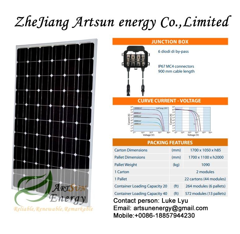 Mono solar panel 265W-280W - ATS60-156 - Artsun (China Manufacturer ...