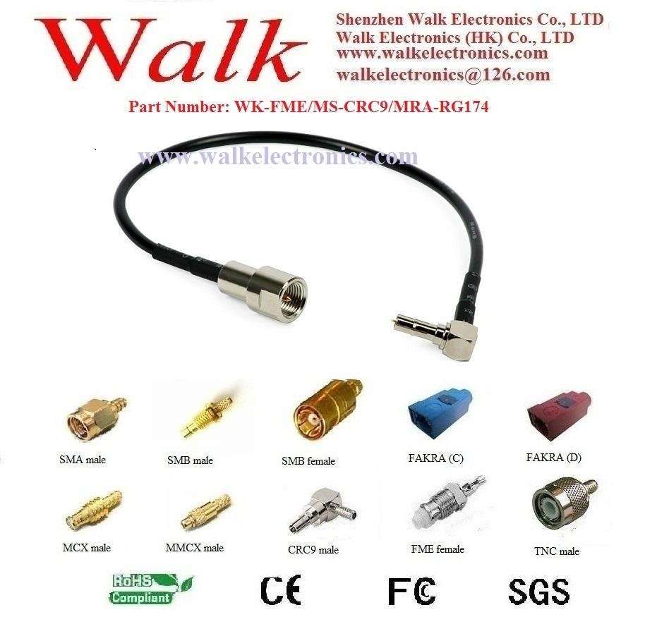 RF cable assembly/Pigtails/Jumper Cable: FME male straight to CRC9 male ...