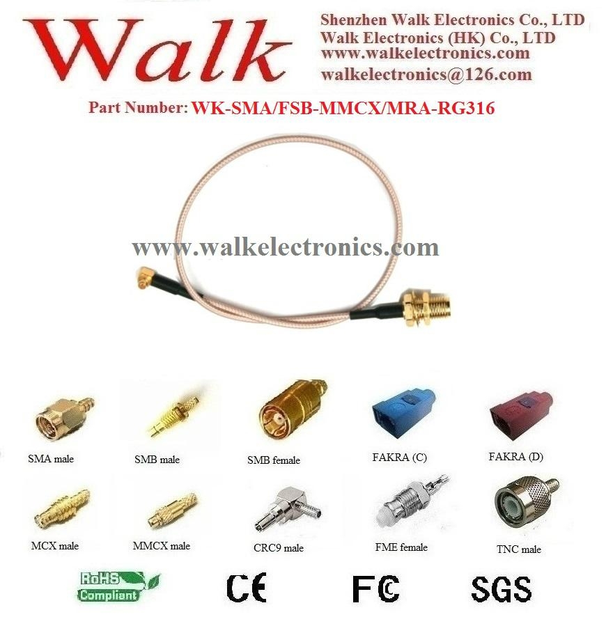 SMA female MMCX male rg316 cable, SMA extension cable, MMCX RG316 cable - WK-SMA/FS-MMCX - Walk ...