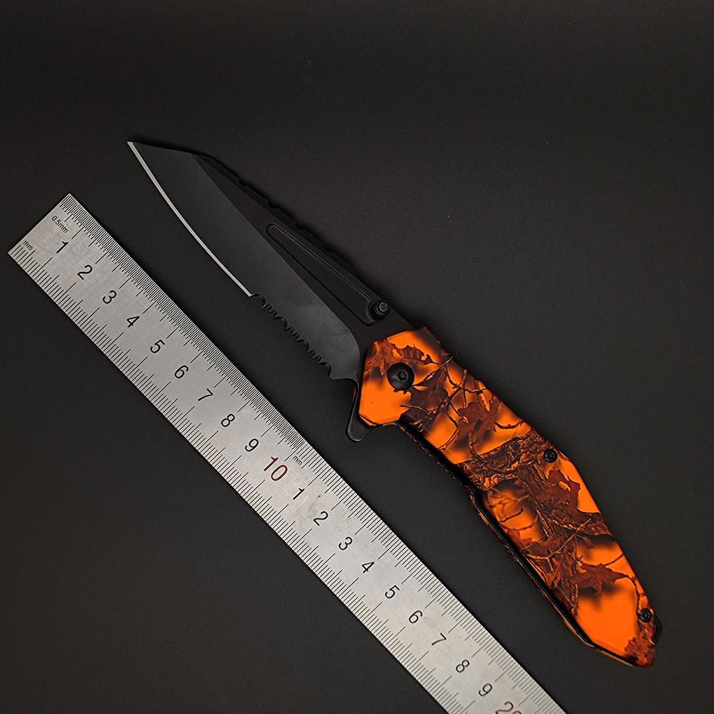 Orange custom slide blade knifes survival knife folding hunting pocket ...