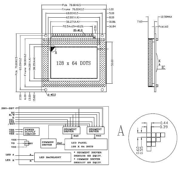 M12864C1-B5,12864 Graphics LCD Module, 128x64 Display, STN blue ... M12864C1-B5,12864 Graphics LCD Module, 128x64 Display, STN blue ...