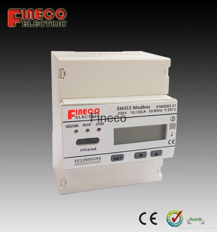 EM415 single phase din rail modbus energy meter kwh meter - Fineco ...