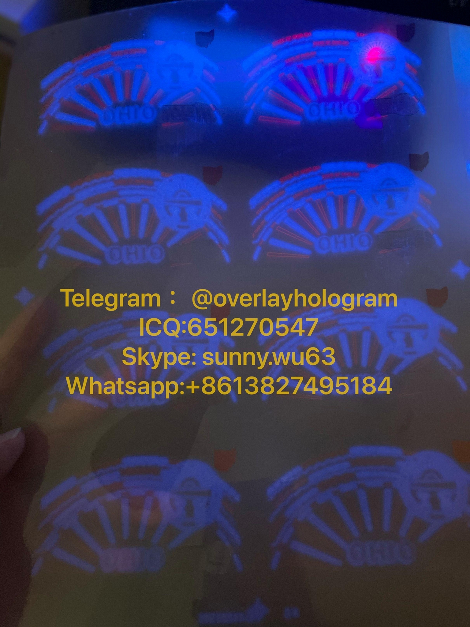 Ohio ID laminate hologram Oh overlay hologram (China Manufacturer ...
