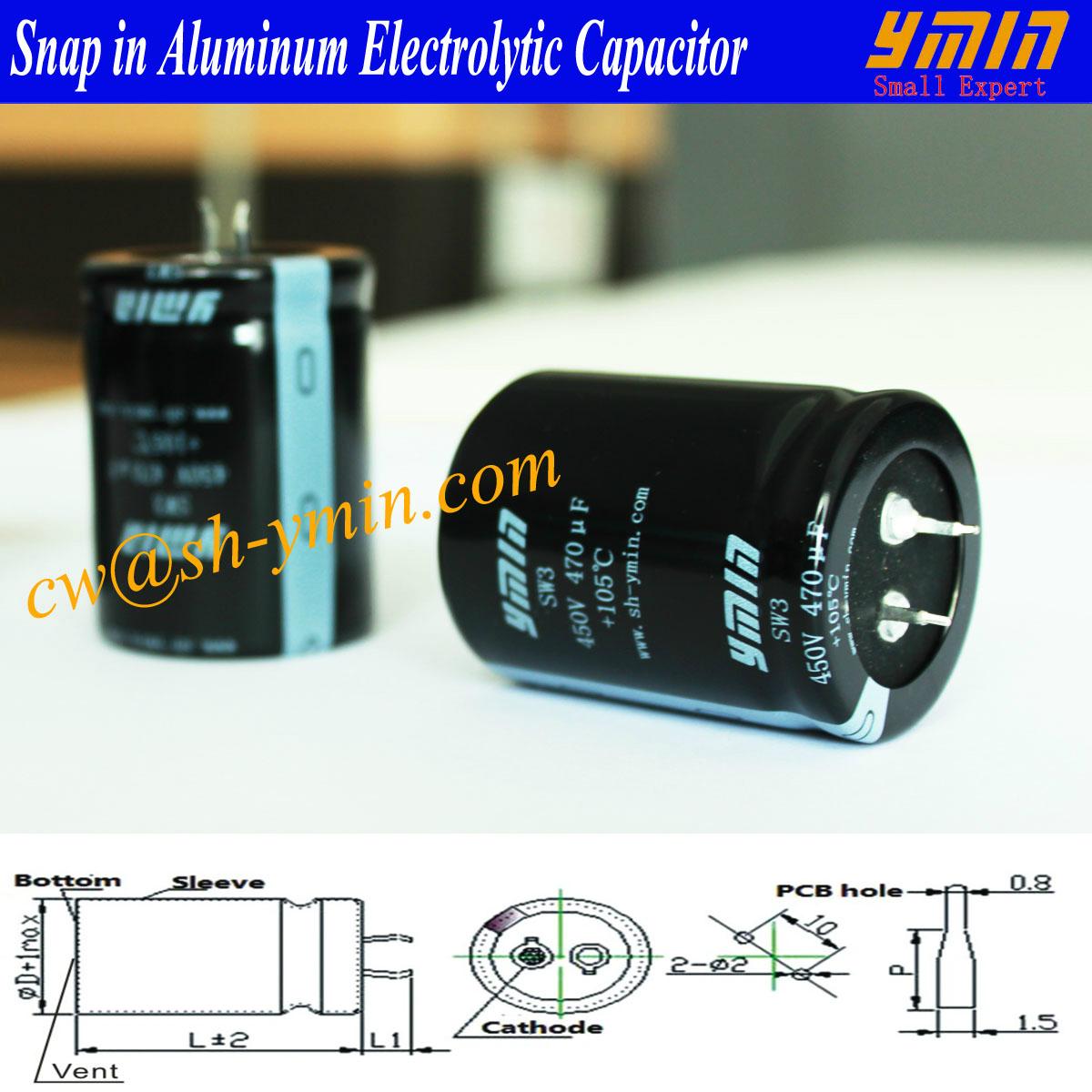 105C 3000 Hours 450V 470uF Capacitor Snap in Aluminum Electrolytic ...