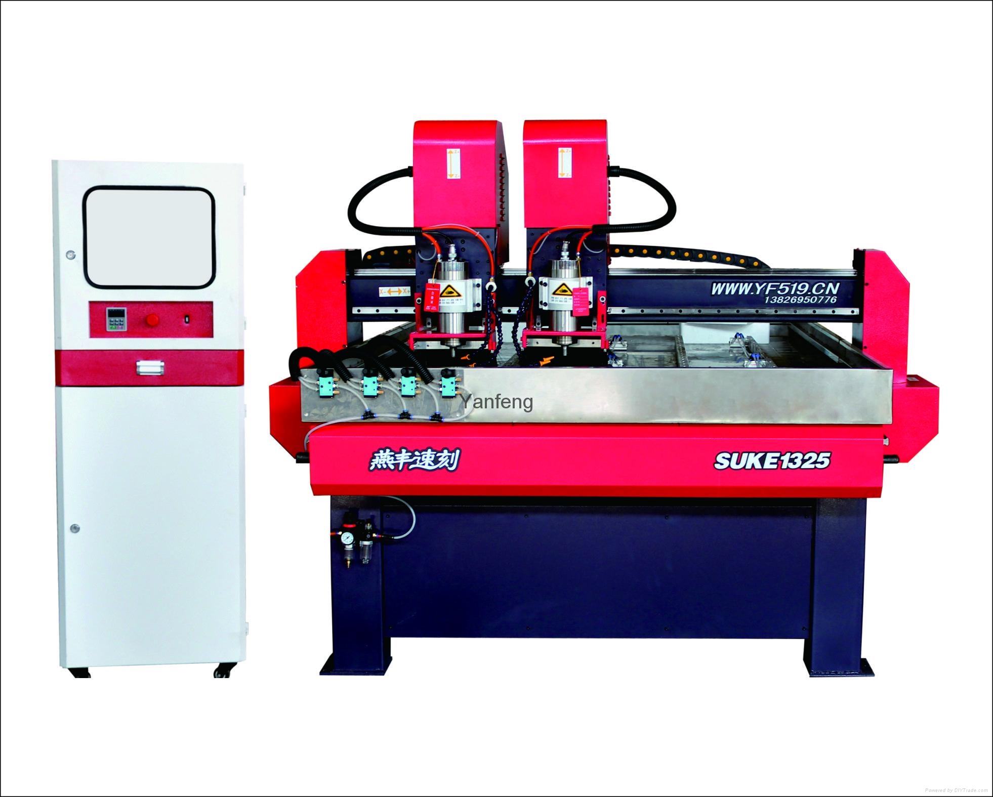 high precision two heads 1300*2500mm cnc router with water channel ...