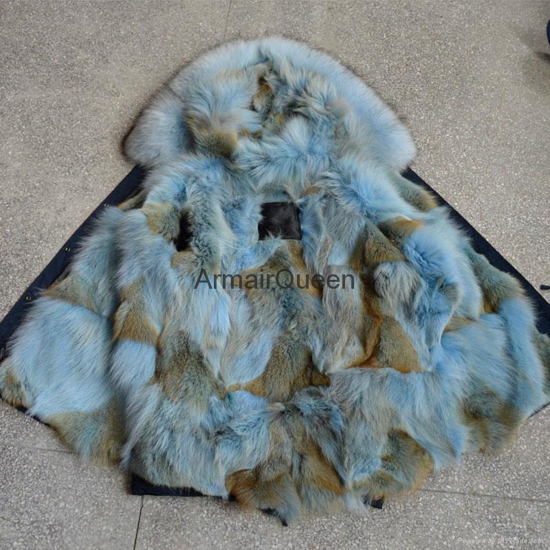 New Army Coat Wolf blue&brown fur,Fashion Mr Winter Real lightblue Coat ...