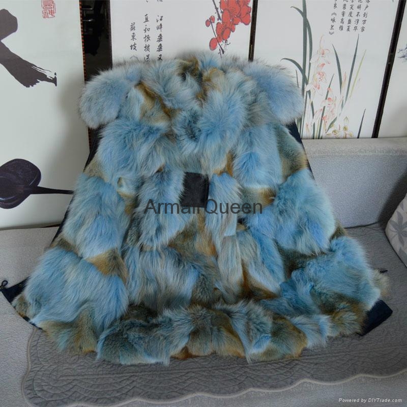 New Army Coat Wolf blue&brown fur,Fashion Mr Winter Real lightblue Coat ...