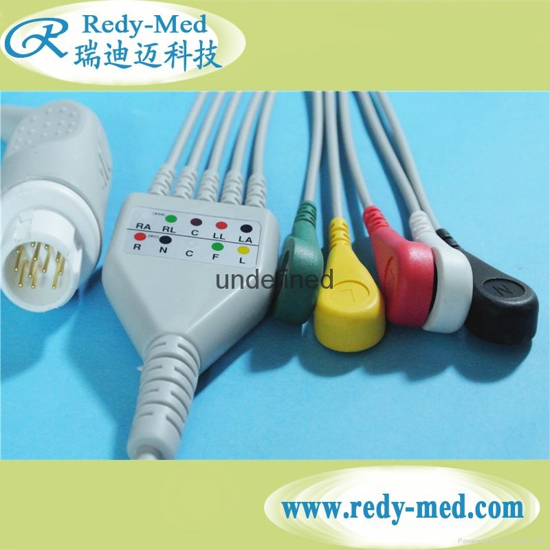 HP/Philips M1986A 12pin 5 lead ecg cable,IEC/AHA,CLIP/SNAP - China