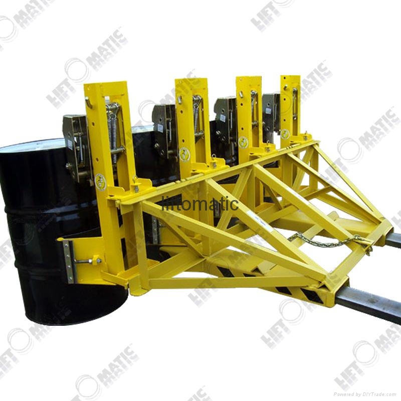 Heavy Duty Fork Mounted Drum Picker for 4 drums - 4DCM - LIFTOMATIC ...