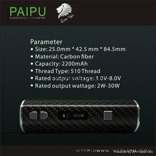 2015 Paipu newest arrival LION VAPE 30W box mod, VW VV Mod With OLED ...