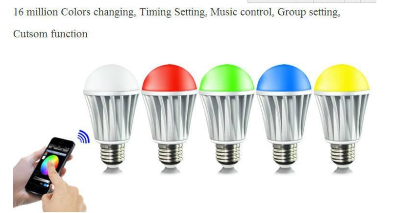 Bluetooth BLE Wireless LED Multicolor RGB Light Bulb for iPhone Android ...