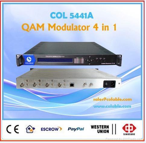 digital TV headend 4 channels rf qam modulator with DVB-S/S2/C/T ...
