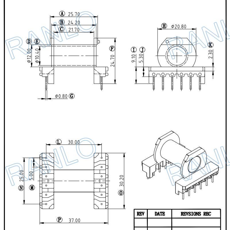 EC2834 switch power supply transformer horizontal 6+6pin - ER2834 - RANLO (China Manufacturer ...