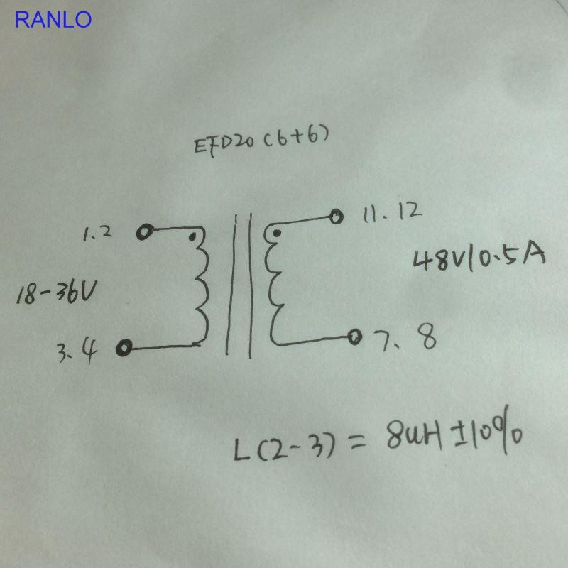 EFD20 6+6 DC DC 18-36V to 48V HF SMPS transformer - EFD20 18-48v - RANLO (China Manufacturer ...