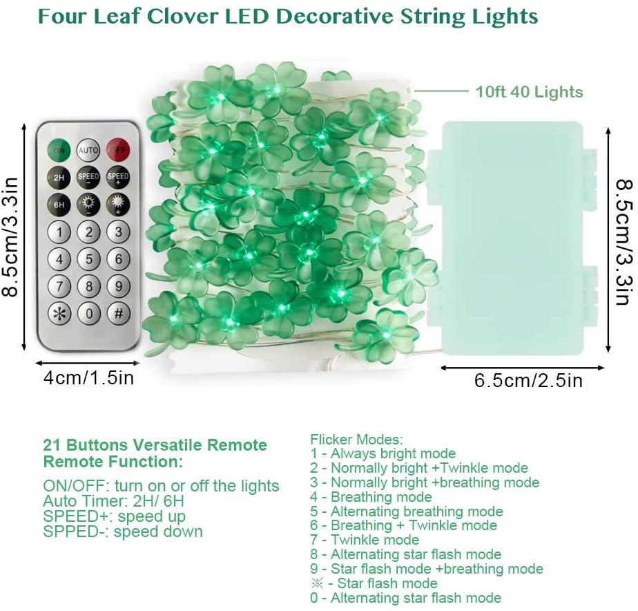 Four Leaf Clover Green Lucky Shamrock Clover String Light - Clover-SL ...