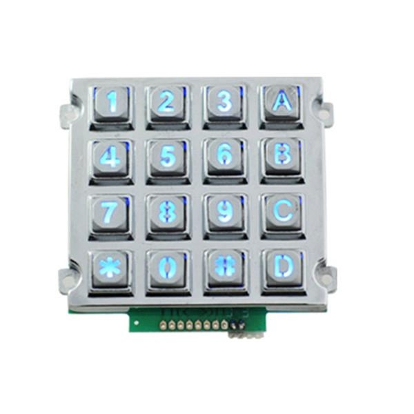 Led Numeric 4x4 Metal Keypad Ip65 Waterproof Programmable Backlight