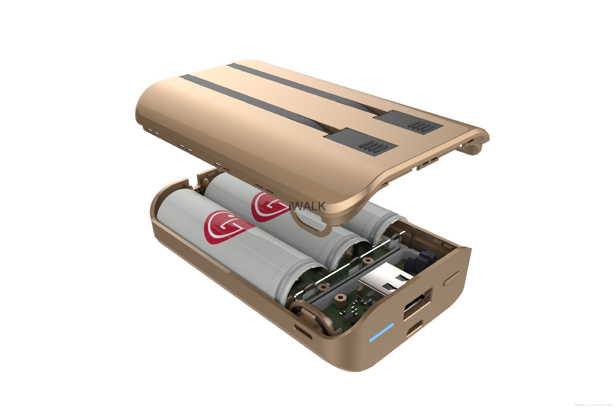 10000mAh smart battery pack with voice prompts with built-in cables ...