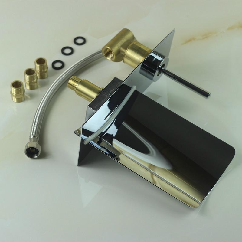 Bathroom Chrome Finish Wall Mounted LED Light Waterfall Basin Faucet ... Bathroom Chrome Finish Wall Mounted LED Light Waterfall Basin Faucet ...